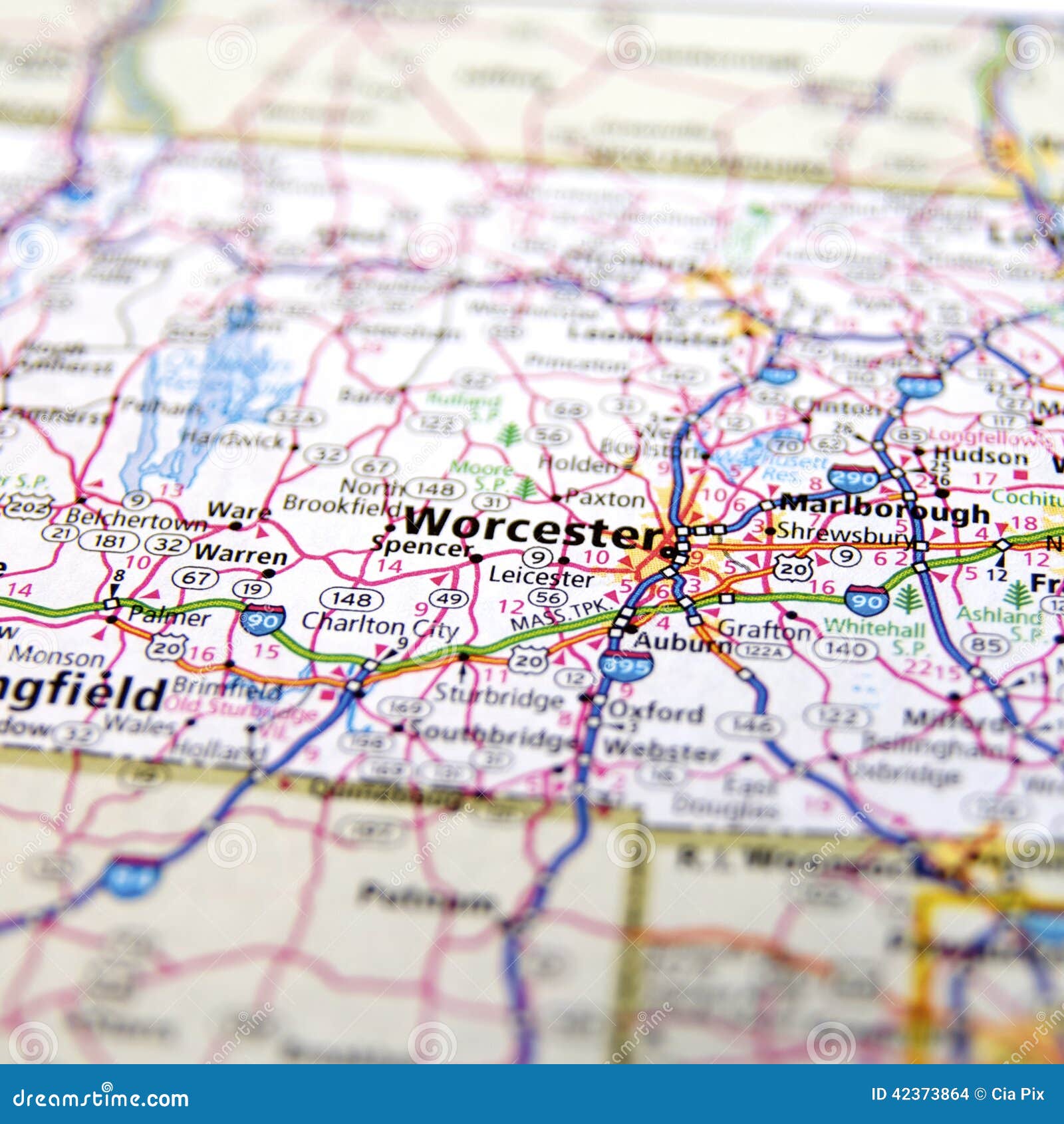 Mapa Da Estrada De Massachusetts EUA Foto de Stock - Imagem de viajar ...