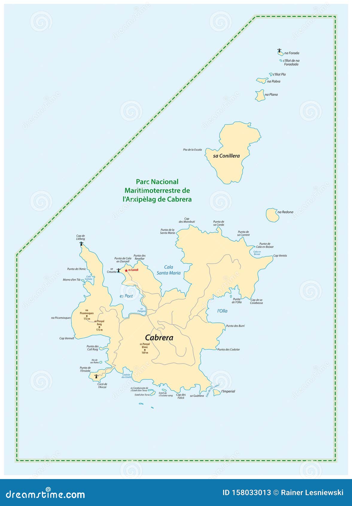 Mapa Da Ilha Baleeira Cabrera Espanha Ilustração do Vetor - Ilustração ...