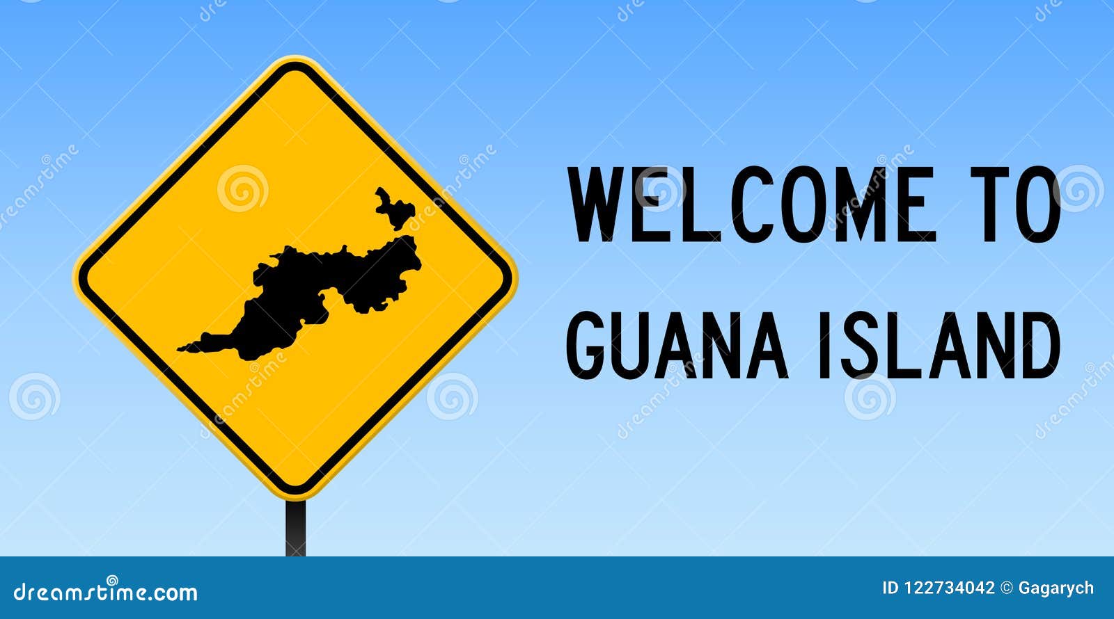 Mapa Da Ilha De Guana No Sinal De Estrada Ilustração do Vetor ...