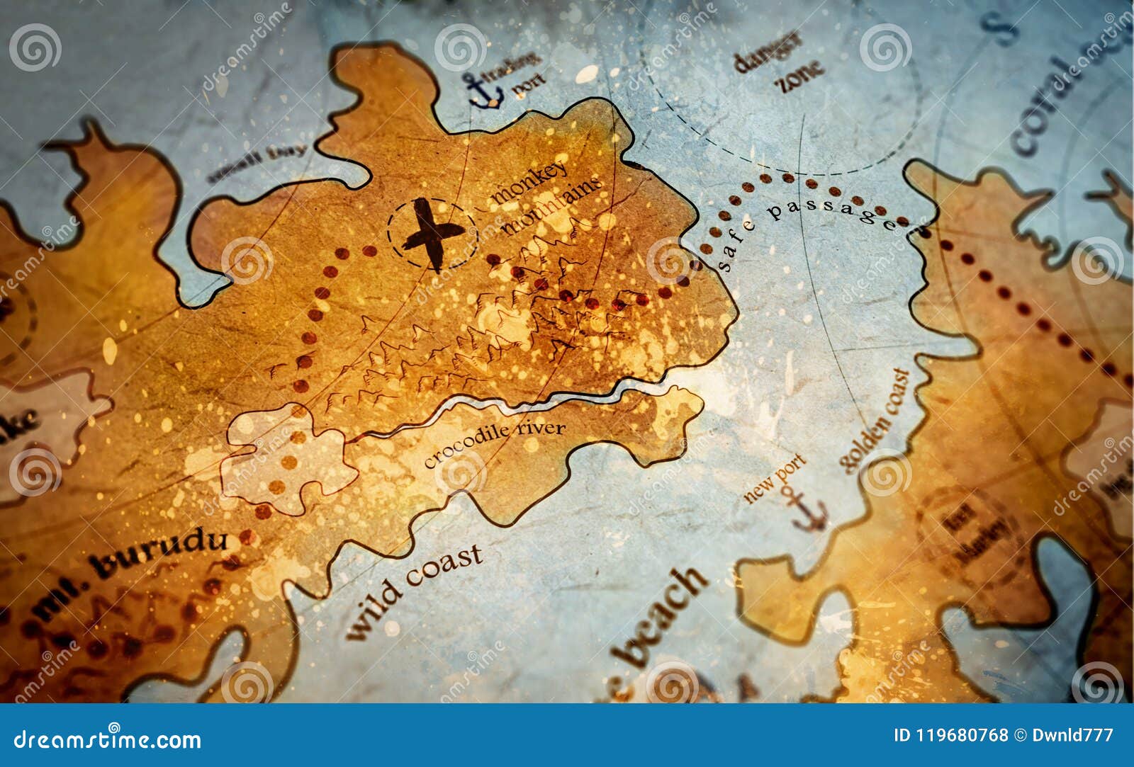 Mapa da ilha do tesouro foto de stock. Imagem de fundo - 119680768