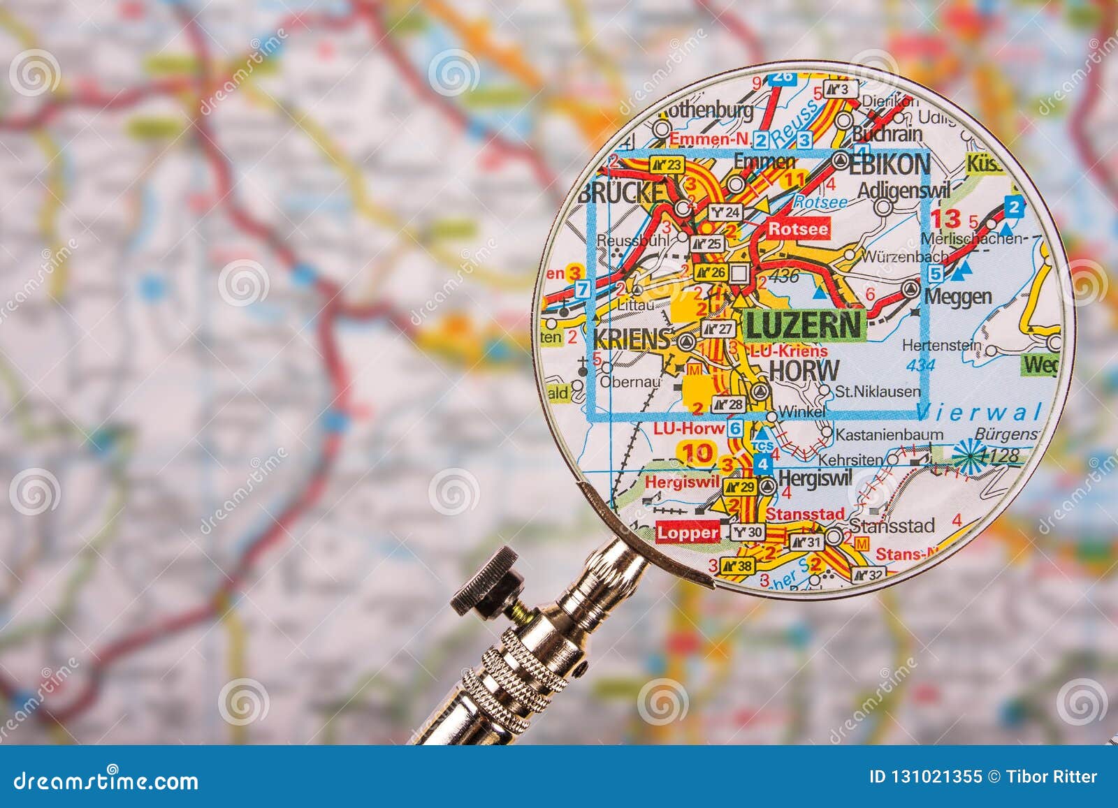 Mapa Da Lucerna De Luzern Com a Lupa Na Tabela Imagem de Stock - Imagem ...
