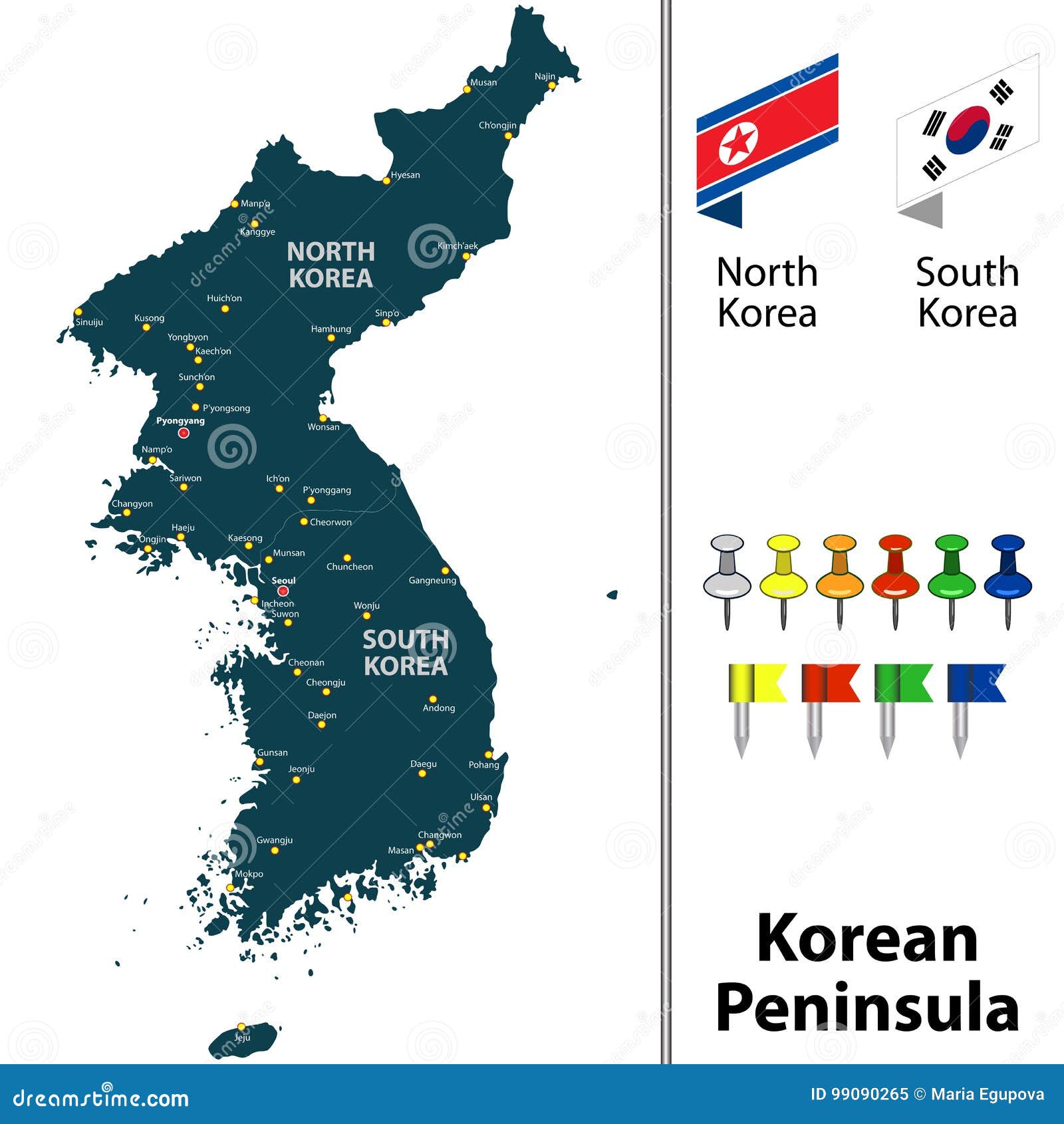 Mapa Da Península Da Coreia Ilustração do Vetor - Ilustração de coreia ...