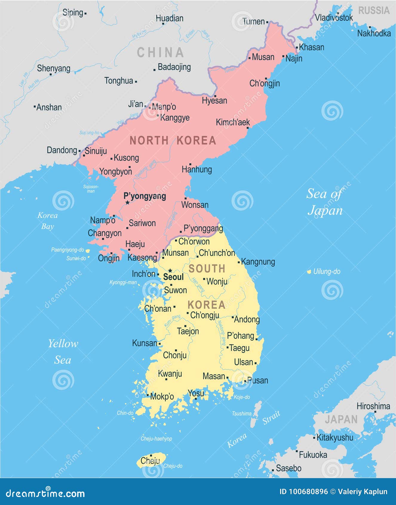 Mapa Da Península Da Coreia - Ilustração Do Vetor Ilustração Stock ...