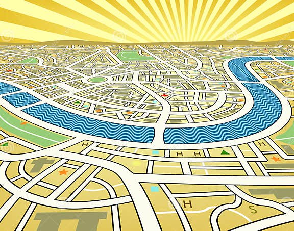 Mapa da perspectiva ilustração do vetor. Ilustração de vetor - 5461260