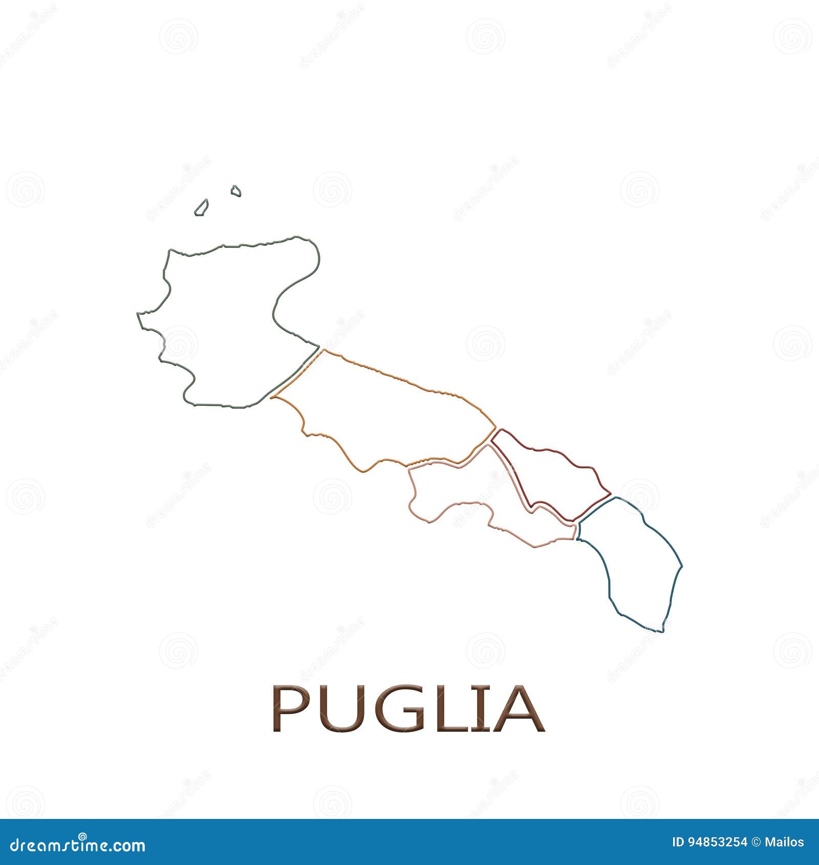 Mapa Da Região De Apulia No Fundo Branco Ilustração Stock - Ilustração ...
