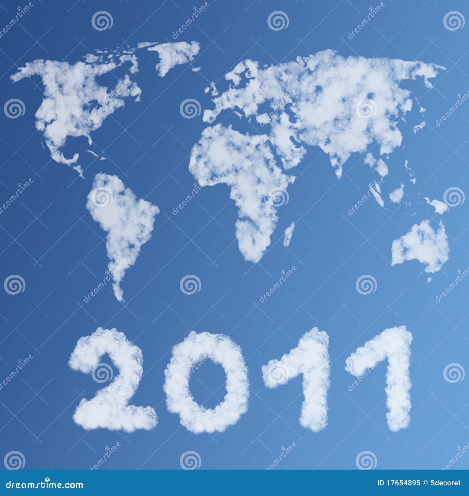 Mapa Da Terra Feita Das Nuvens Ilustração Stock - Ilustração de ...