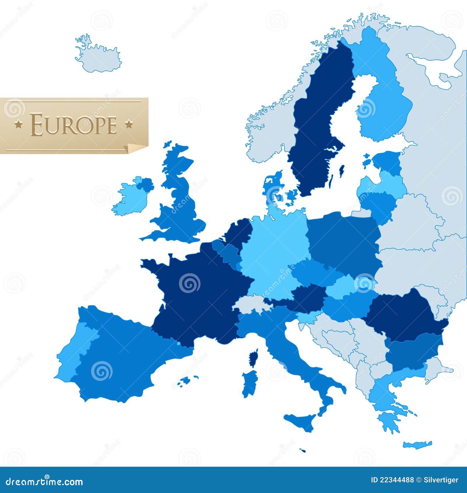 Mapa Da União Europeia, Isolado No Branco Fotos de Stock Royalty Free ...