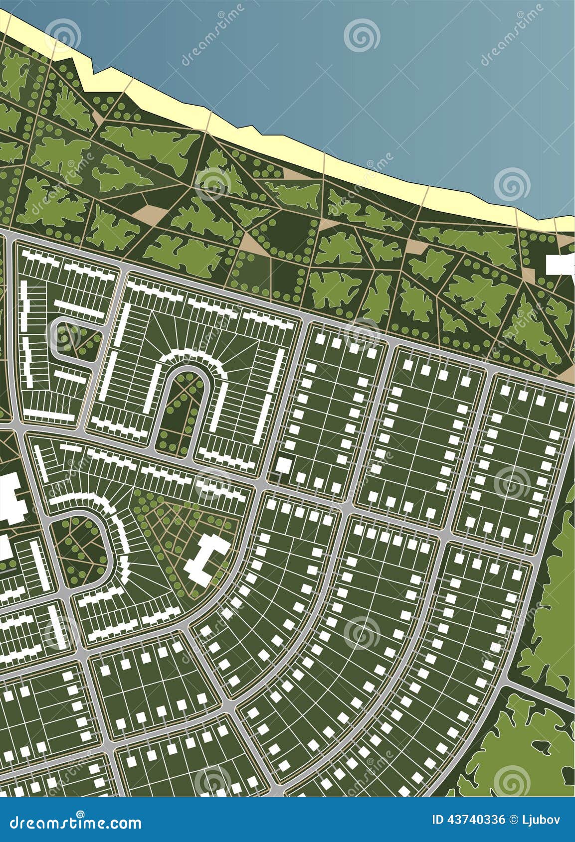 Mapa da vila ilustração stock. Ilustração de arquitetura - 43740336