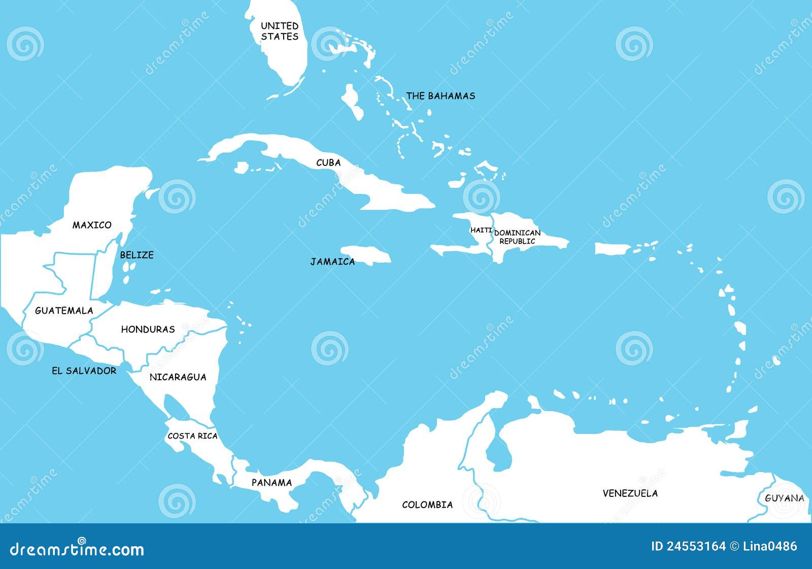 Mapa Das Ilhas Das Caraíbas Ilustração Stock - Ilustração de atlas ...