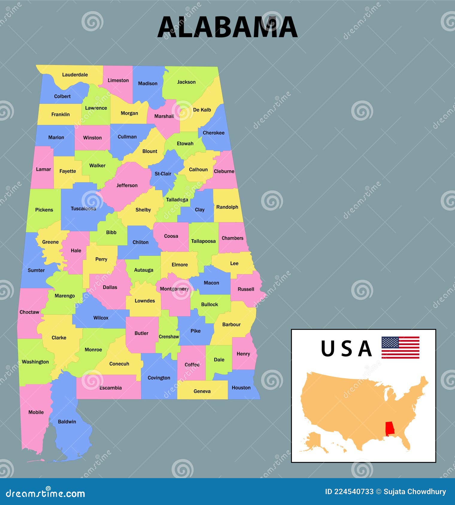 Mapa De Alabama. Mapa De Distrito De Alabama En 2020. Mapa De Distrito ...