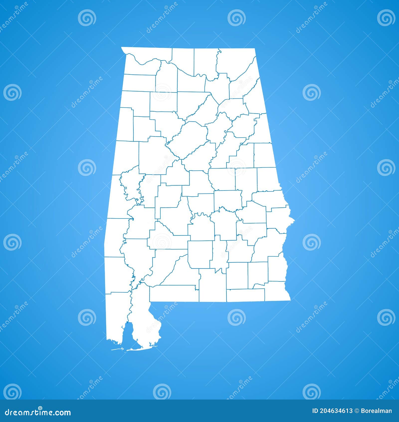 Mapa de alabama ilustración del vector. Ilustración de estados - 204634613