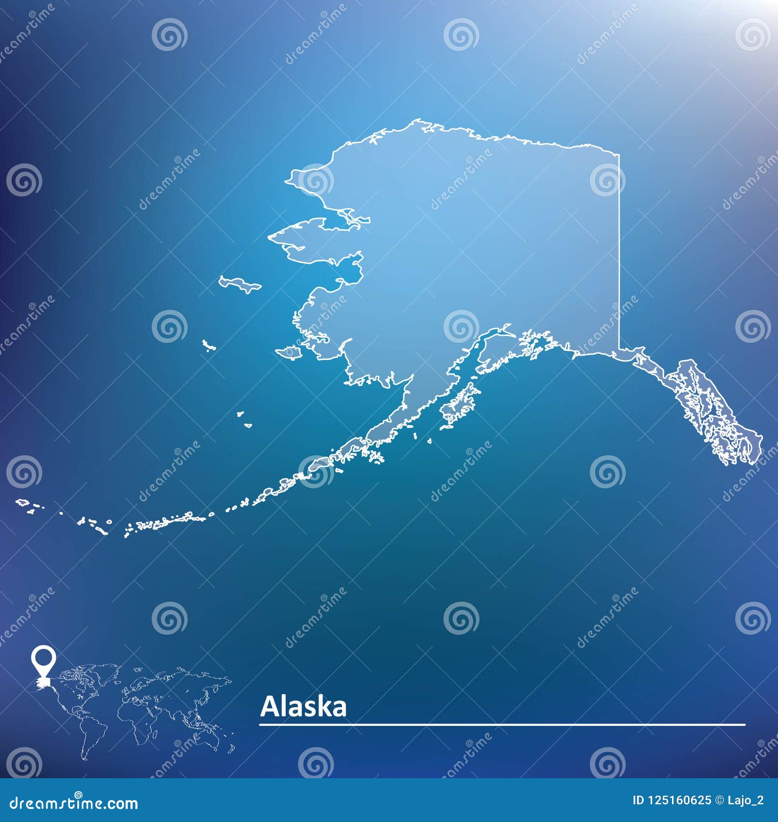 Mapa de Alaska ilustração do vetor. Ilustração de vetor - 125160625