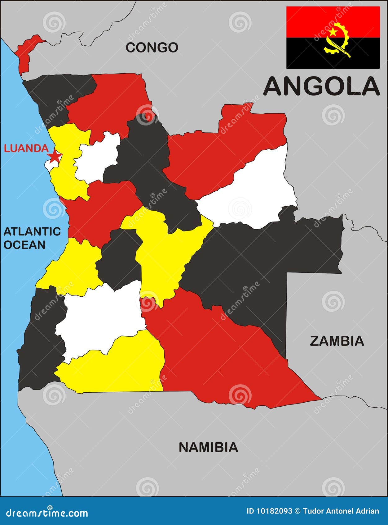 Mapa de Angola ilustração stock. Ilustração de limite - 10182093