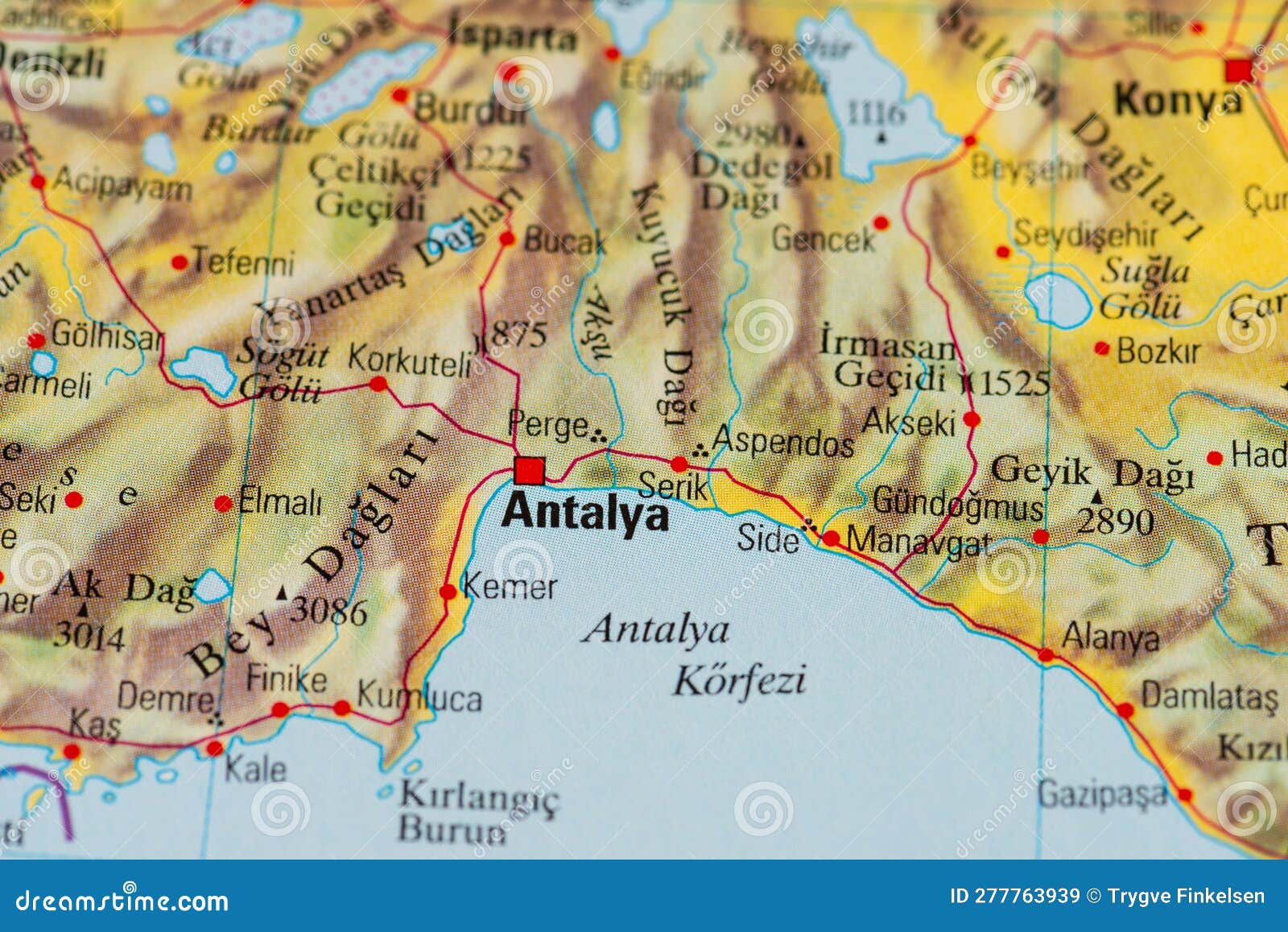 Mapa De Antalya Na Turquia. Imagem de Stock - Imagem de terra, fundo ...