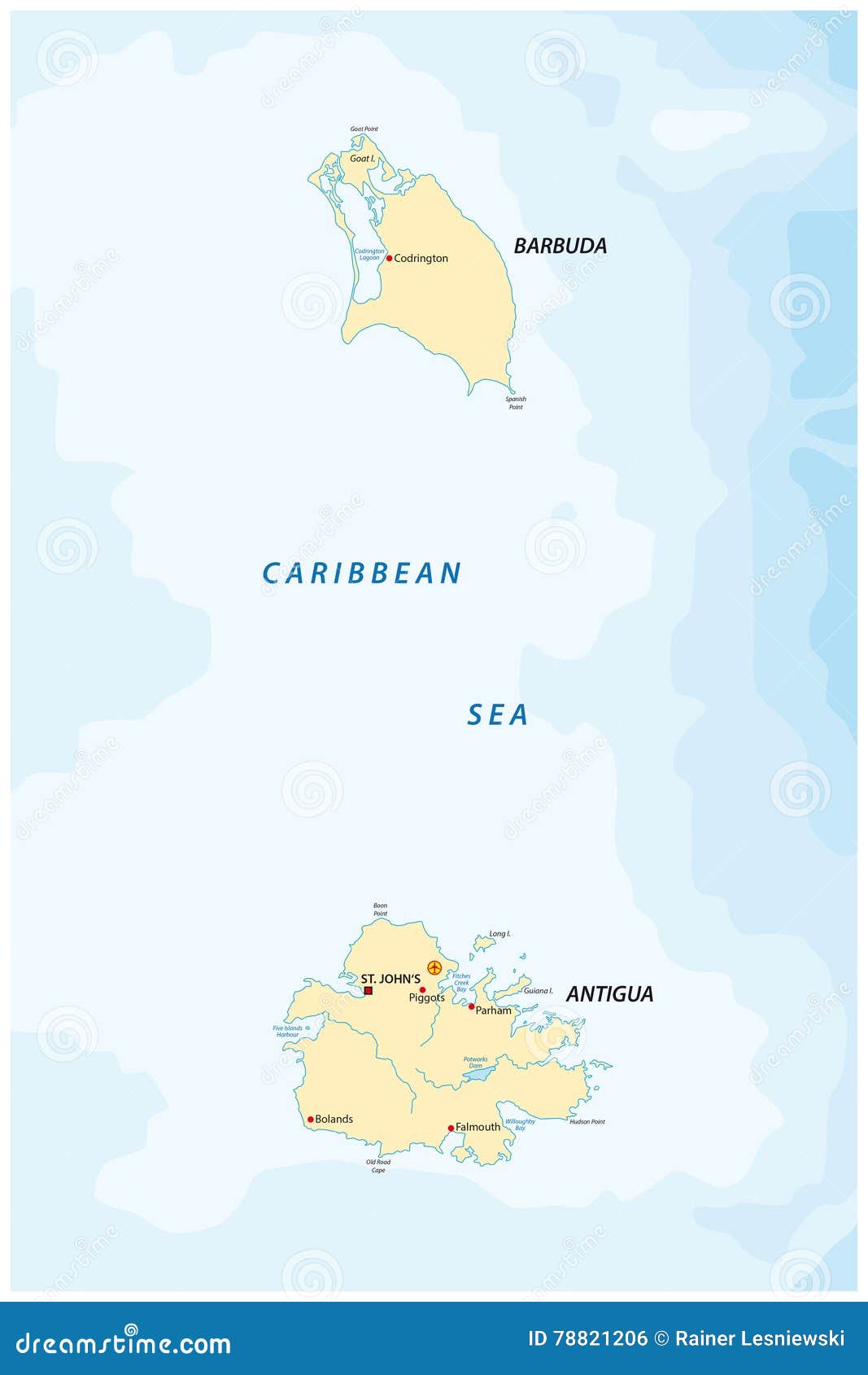 Mapa 2 De Antigua Y De Barbuda Ilustración del Vector - Ilustración de ...