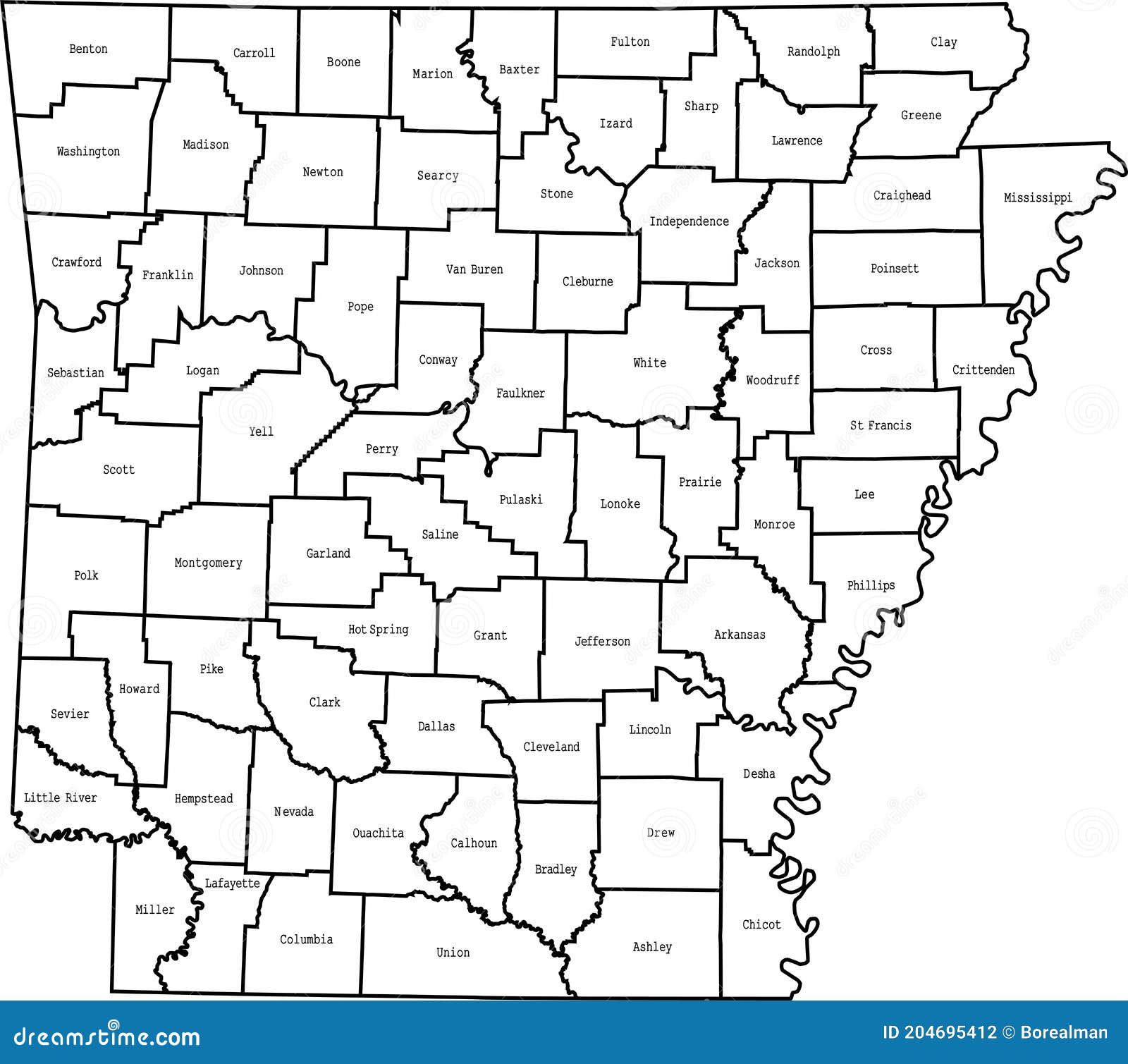 Mapa de arkansas ilustración del vector. Ilustración de aislado - 204695412