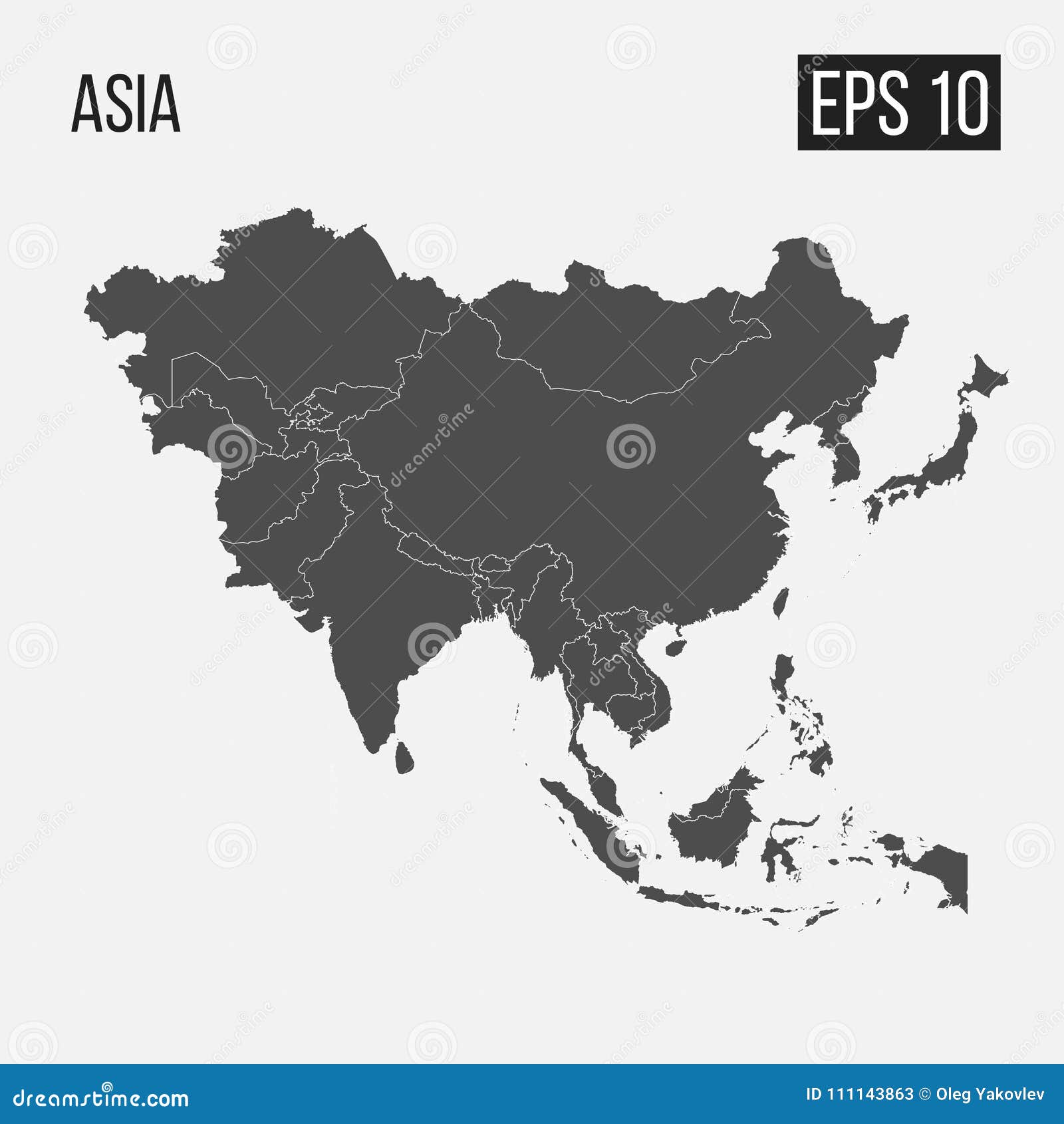 Mapa de Asia con regiones ilustración del vector. Ilustración de ...