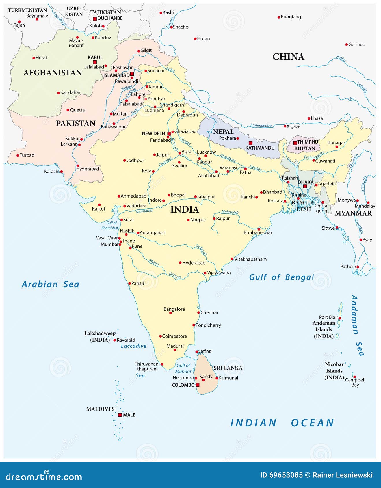 Mapa de Asia del Sur stock de ilustración. Ilustración de indio - 69653085