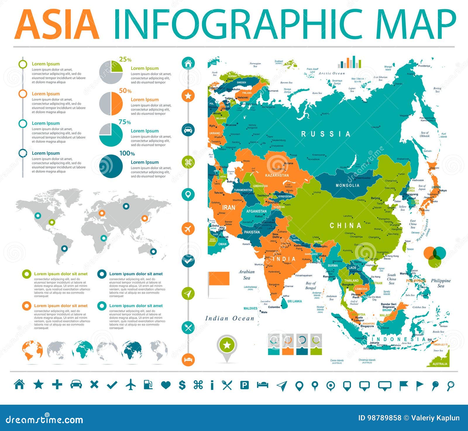 Mapa De Asia - Ejemplo Gráfico Del Vector De La Información Stock de ...