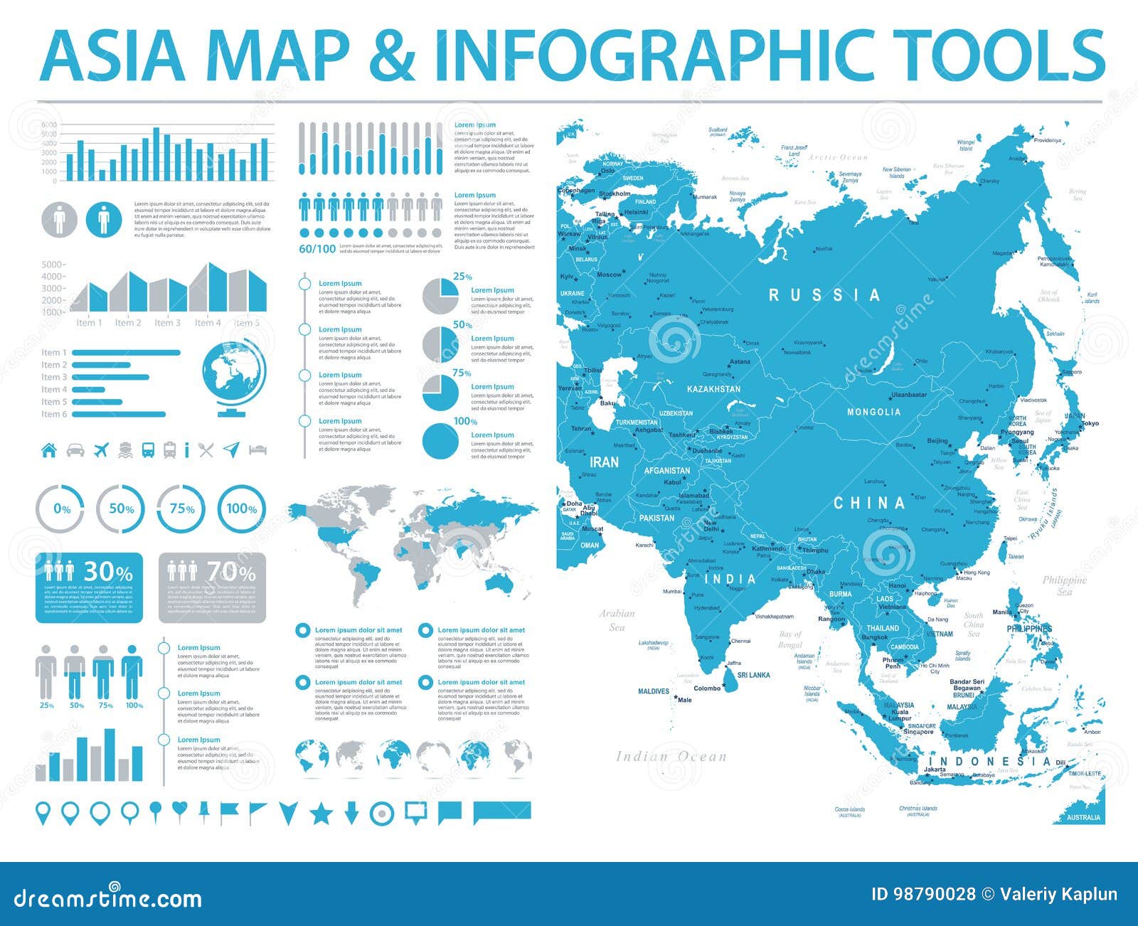 Mapa De Asia - Ejemplo Gráfico Del Vector De La Información Stock de ...