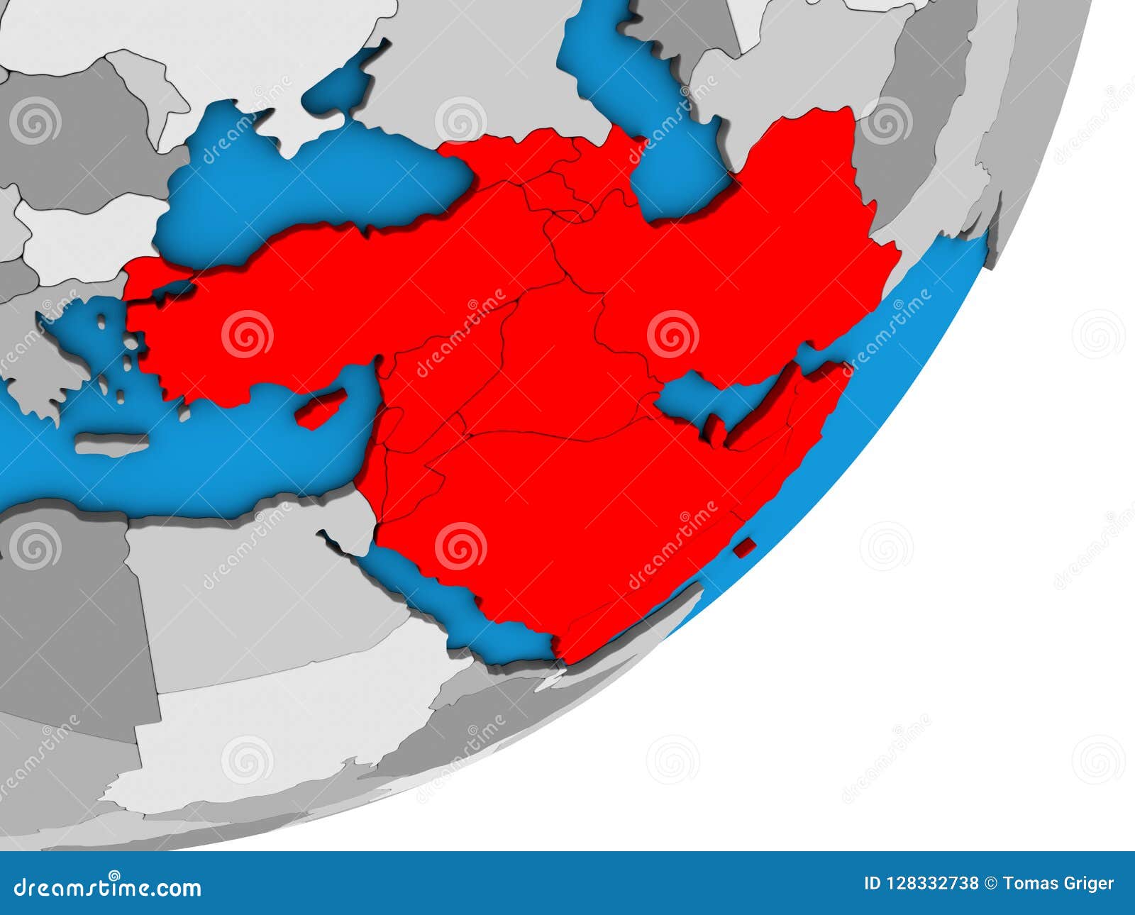 Mapa De Asia Occidental En El Globo 3D Stock de ilustración ...