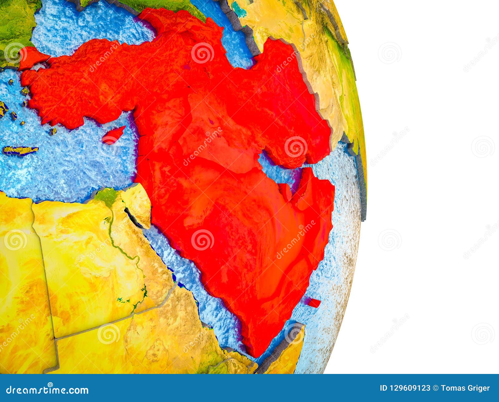 Mapa De Asia Occidental En La Tierra 3D Stock de ilustración ...