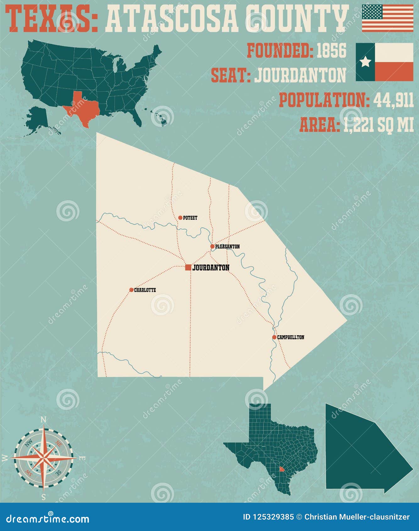 Mapa De Atascosa County Em Texas Ilustração do Vetor - Ilustração de ...