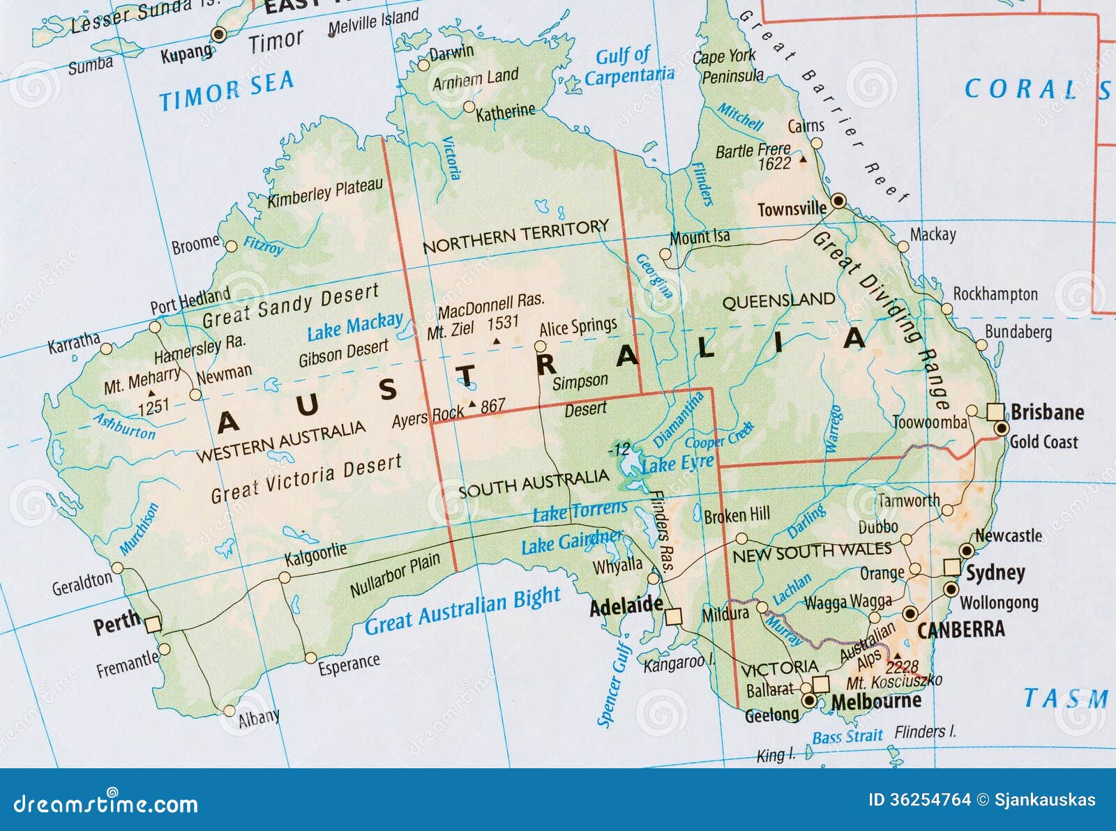 Mapa De Australia Imagenes de archivo - Imagen: 36254764