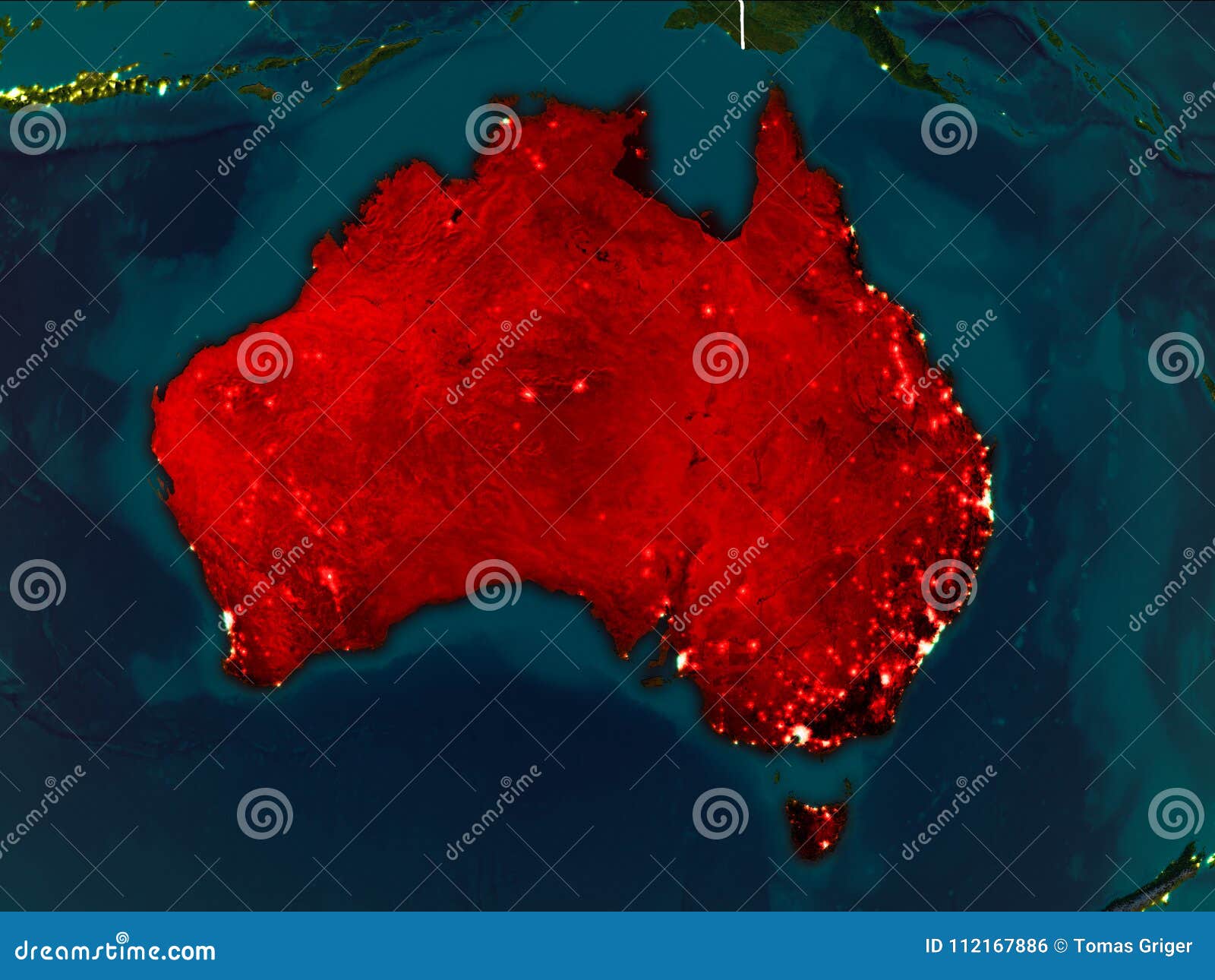 Mapa De Australia En La Noche Stock de ilustración - Ilustración de ...