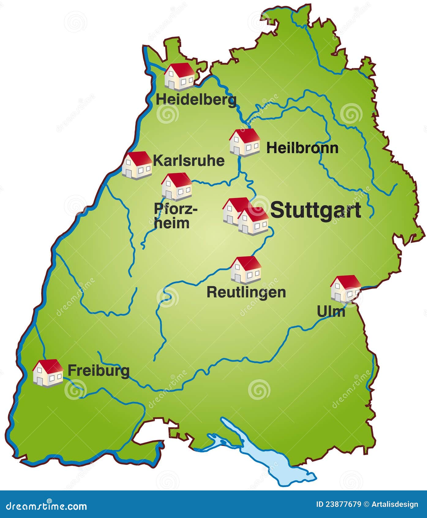 Baden Wuerttemberg Map With Cities