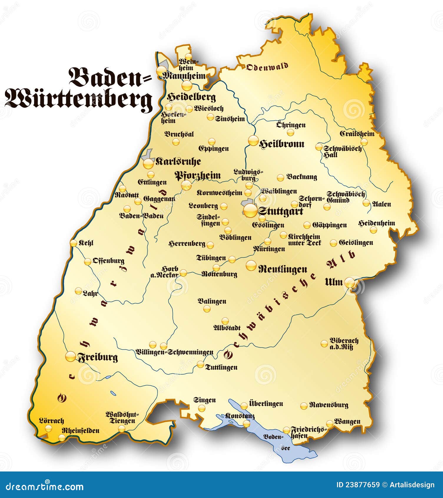 Mapa de Baden-wurttemberg stock de ilustración. Ilustración de federal ...
