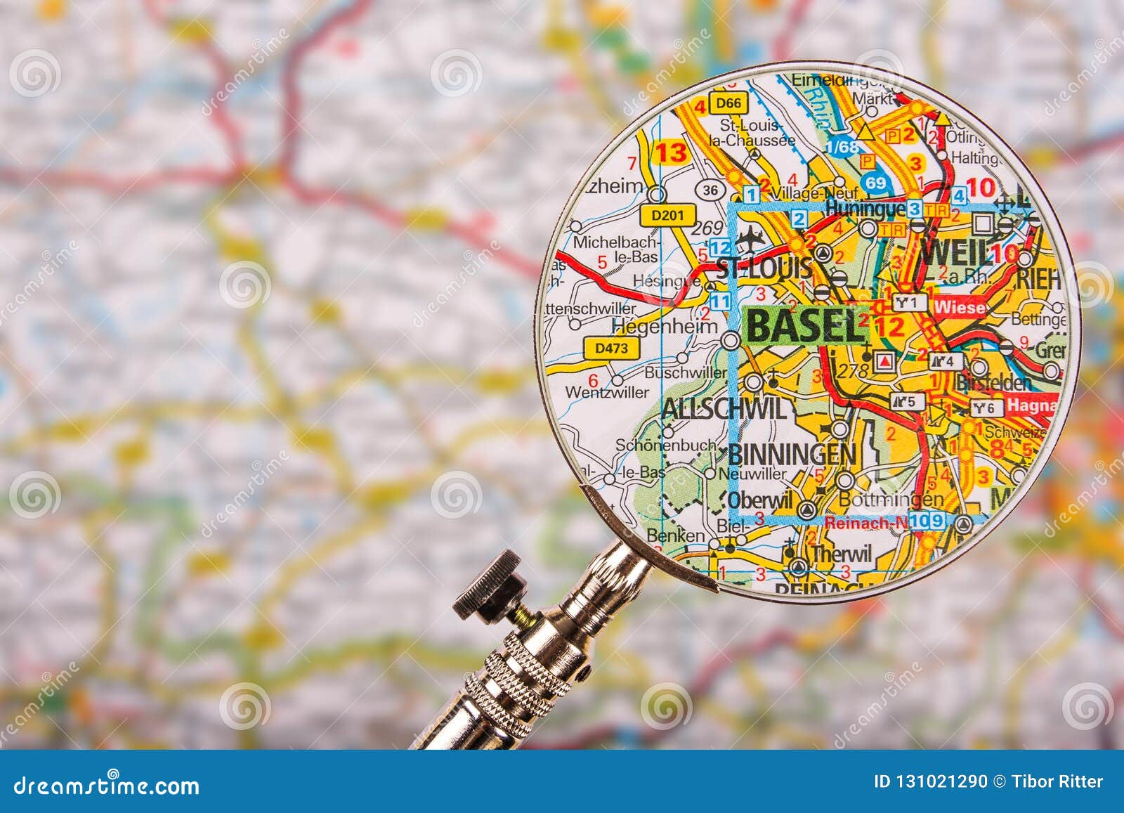 Mapa De Basilea Con La Lupa En La Tabla Foto de archivo - Imagen de ...