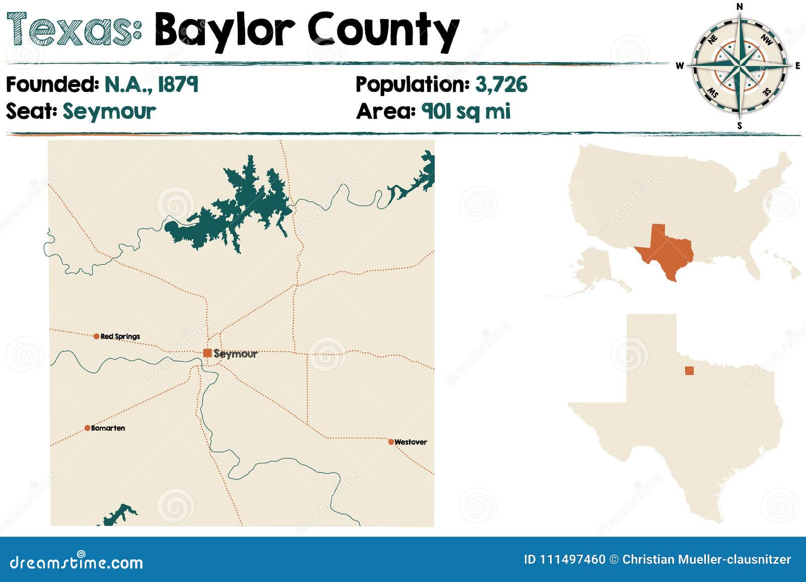 Mapa De Baylor County Em Texas Ilustração do Vetor - Ilustração de mapa ...
