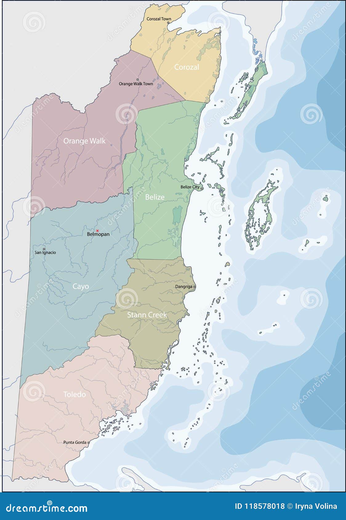 Mapa de Belice ilustración del vector. Ilustración de caribe - 118578018
