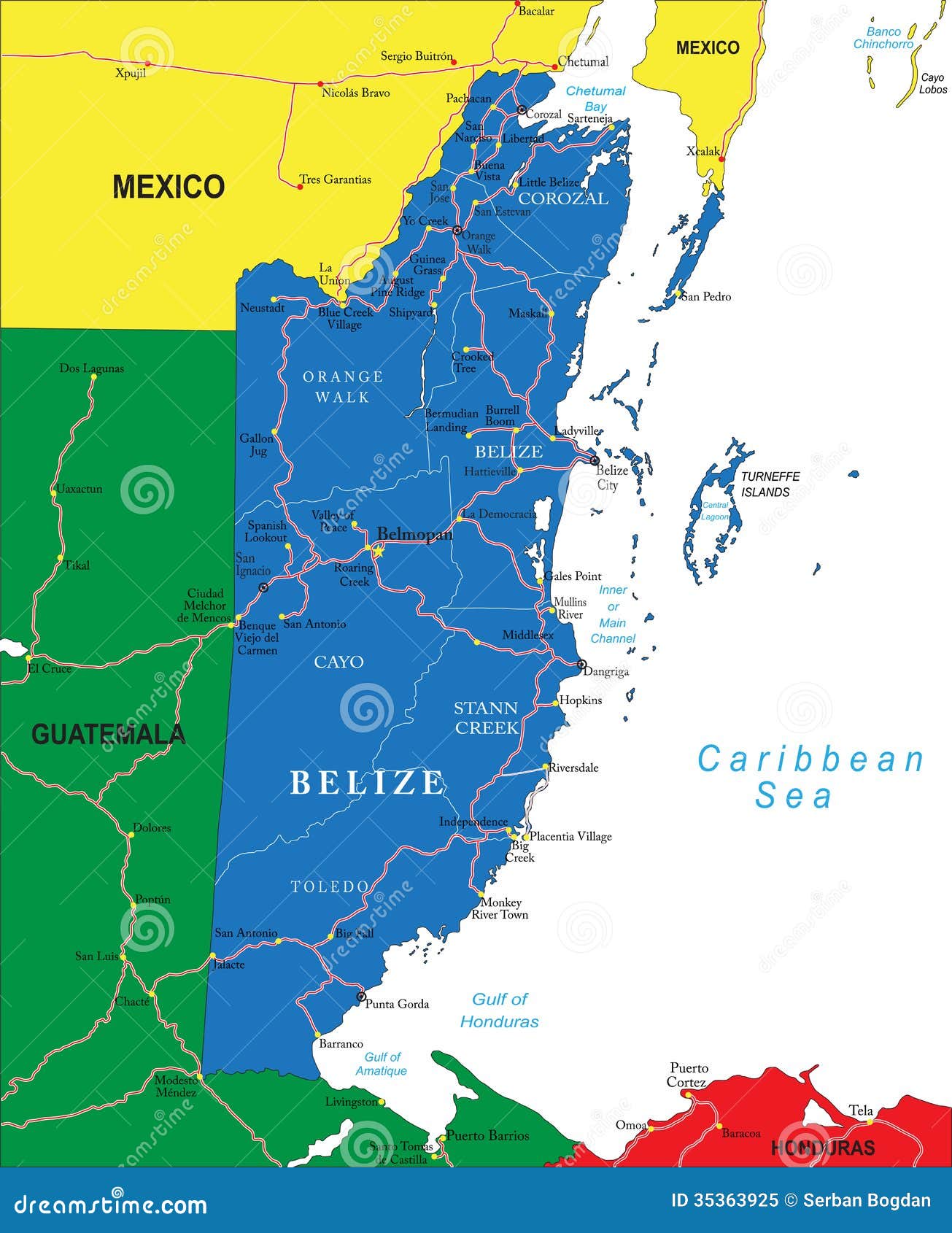 Mapa De Belice Foto de archivo libre de regalías - Imagen: 35363925