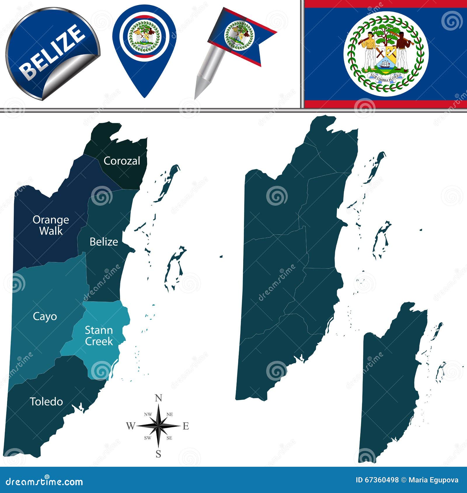 Mapa de Belice ilustración del vector. Ilustración de toledo - 67360498