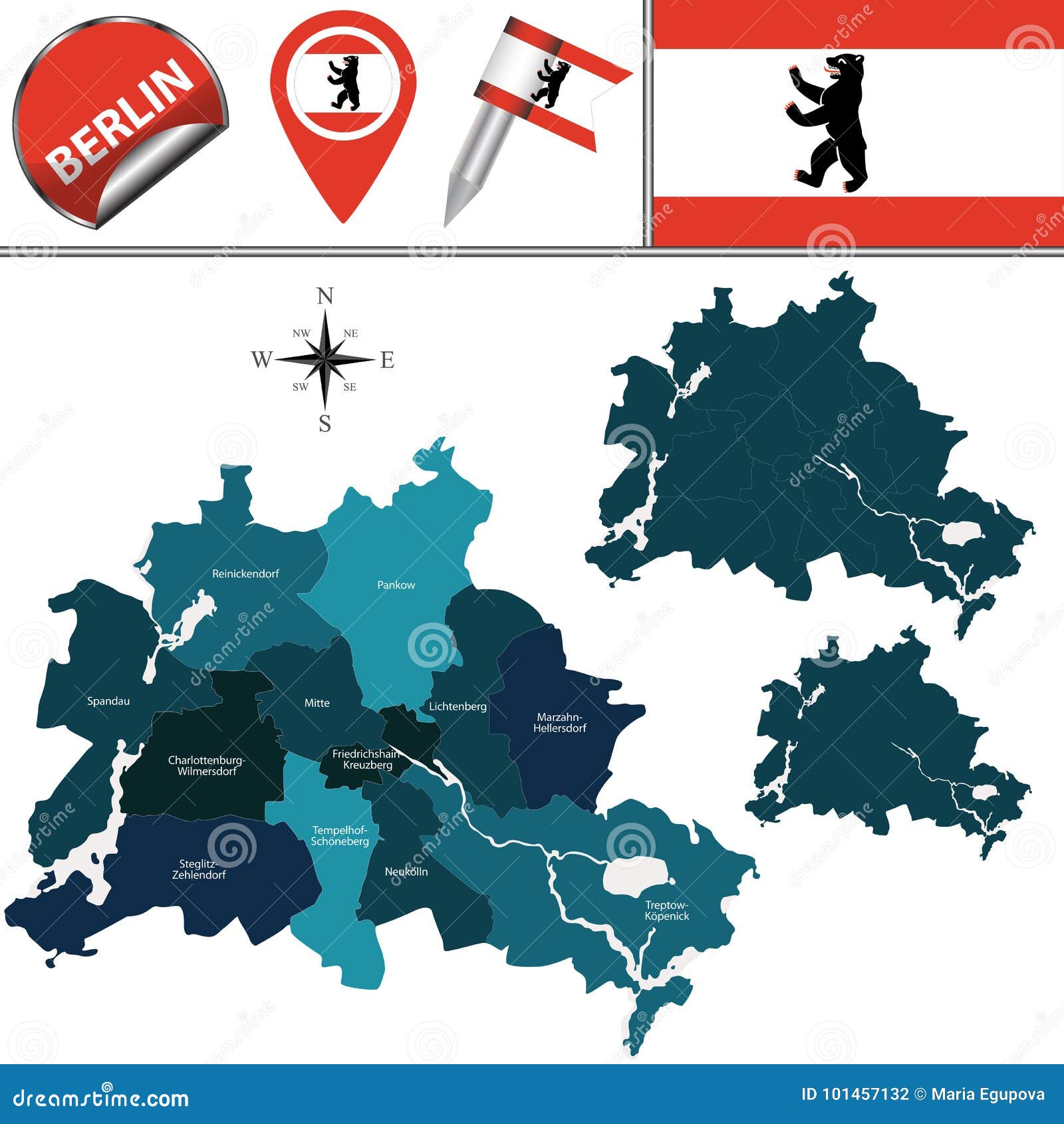 Mapa de Berlim com cidades ilustração do vetor. Ilustração de vetor ...