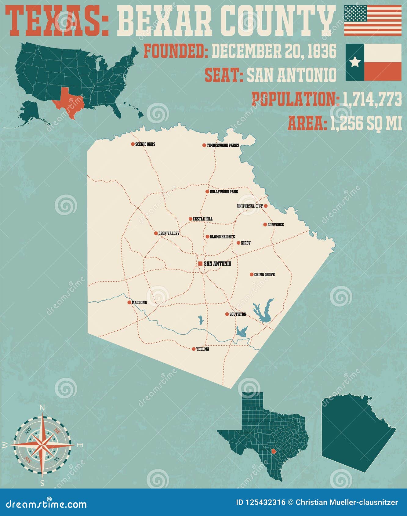 Mapa De Bexar County Em Texas Ilustração do Vetor - Ilustração de ...