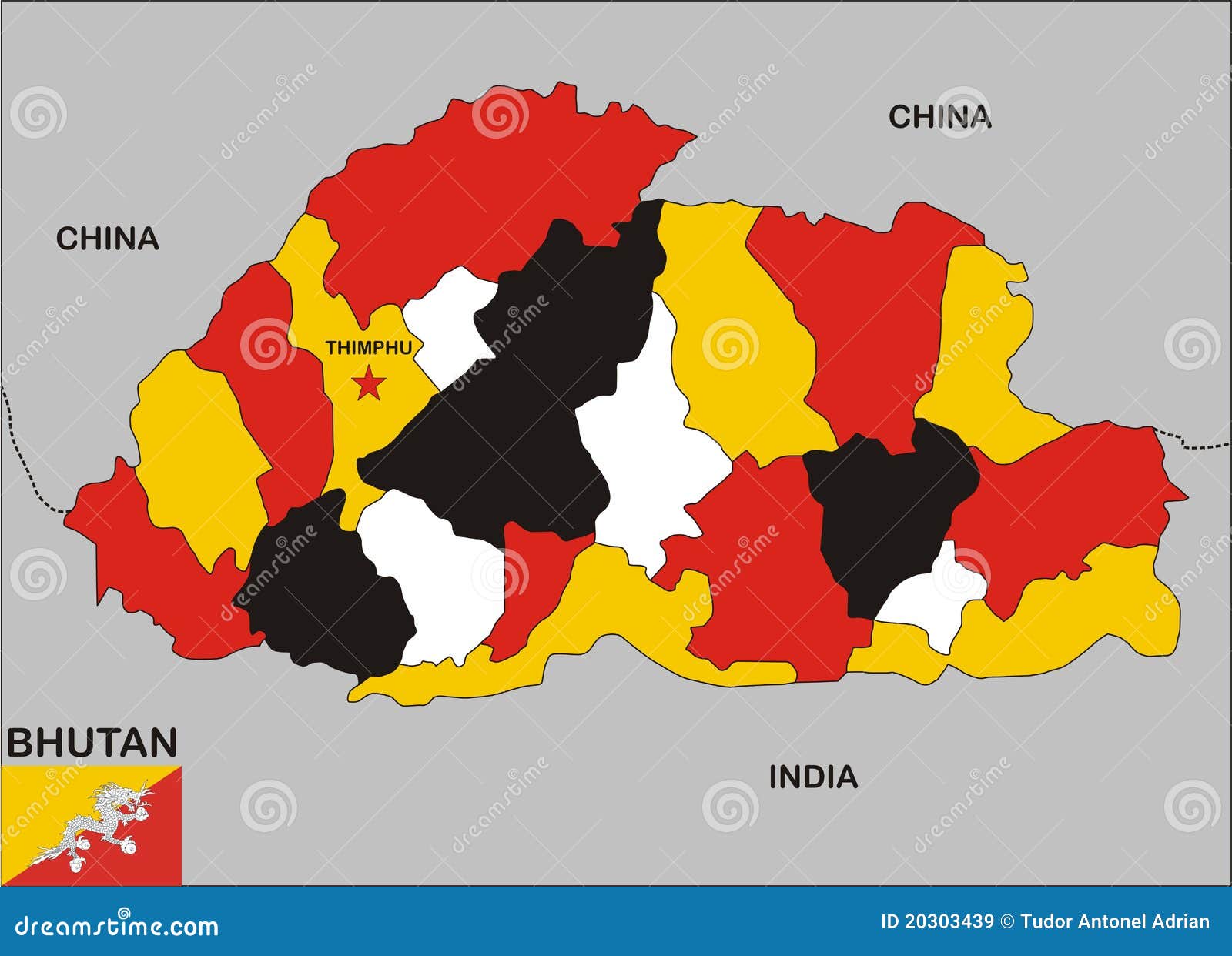 Mapa de Bhutan ilustração stock. Ilustração de isolado - 20303439