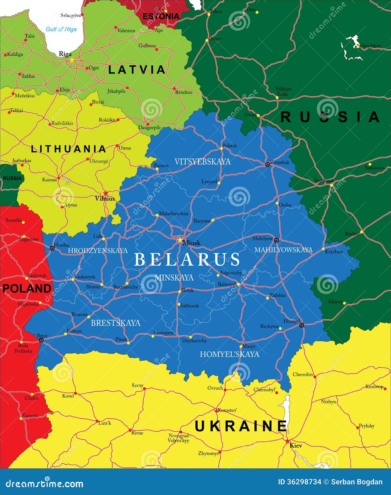 Mapa de Bielorrússia ilustração do vetor. Ilustração de mapa - 36298734