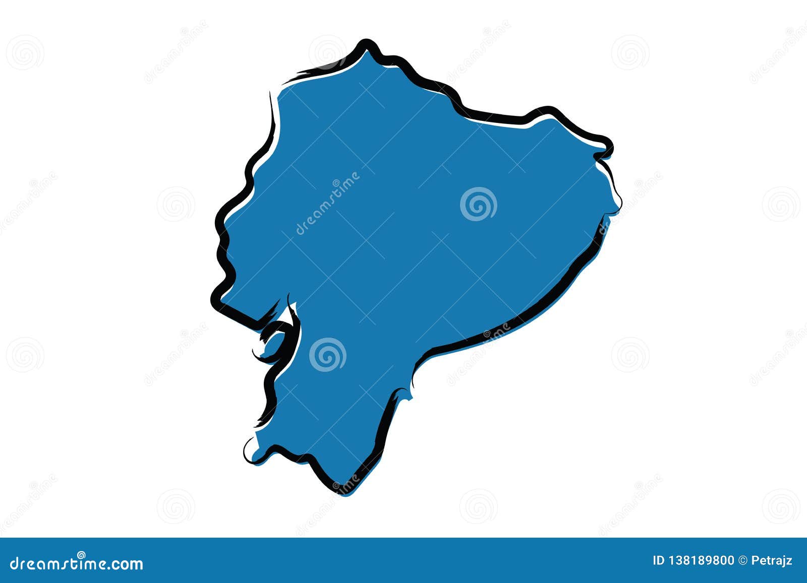 Mapa De Bosquejo Azul Estilizado De Ecuador Ilustración del Vector ...