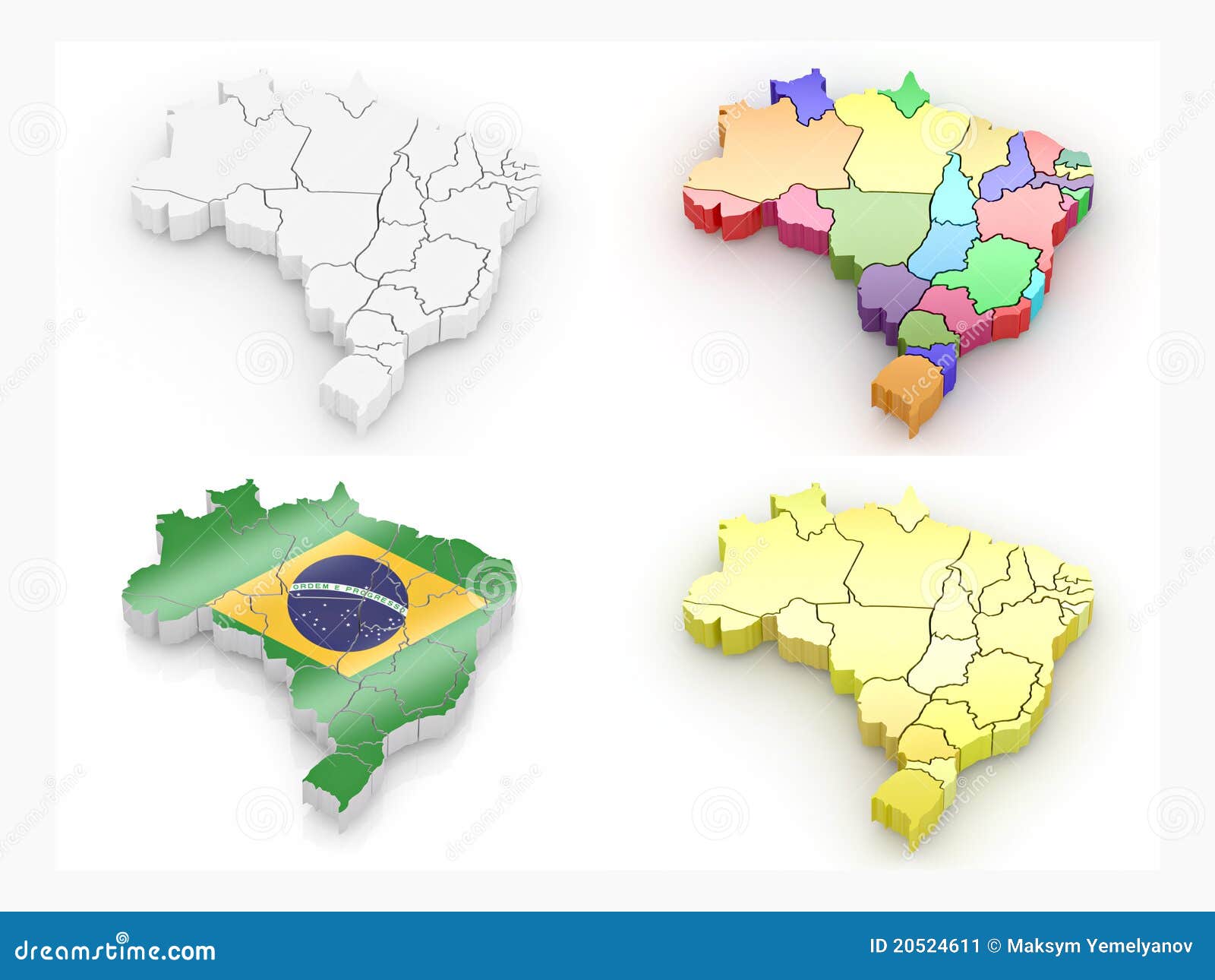 Mapa de Brasil. 3d ilustração stock. Ilustração de cartografia - 20524611