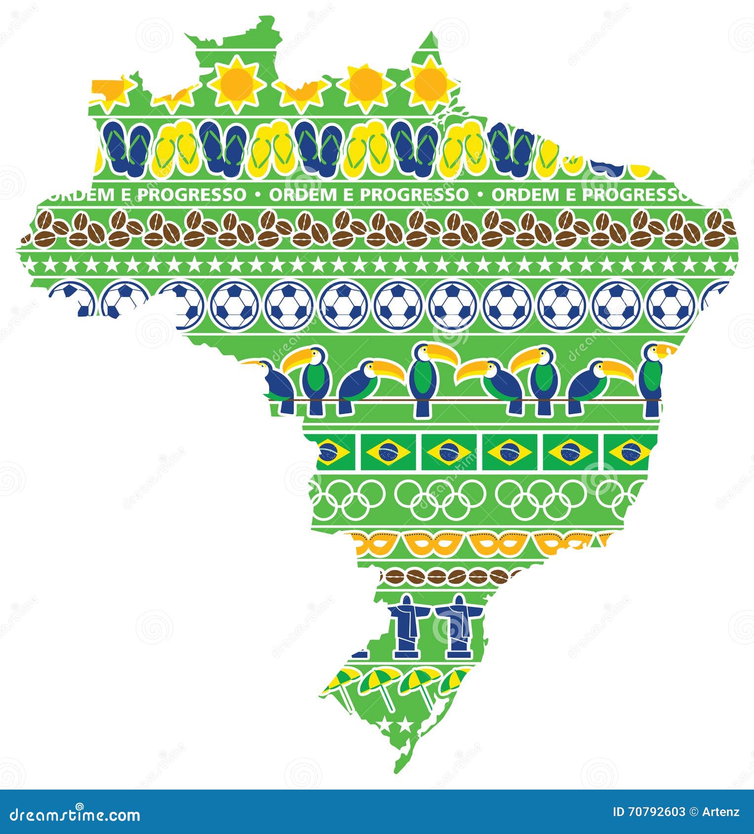 Mapa de Brasil com ícones ilustração stock. Ilustração de amarelo ...