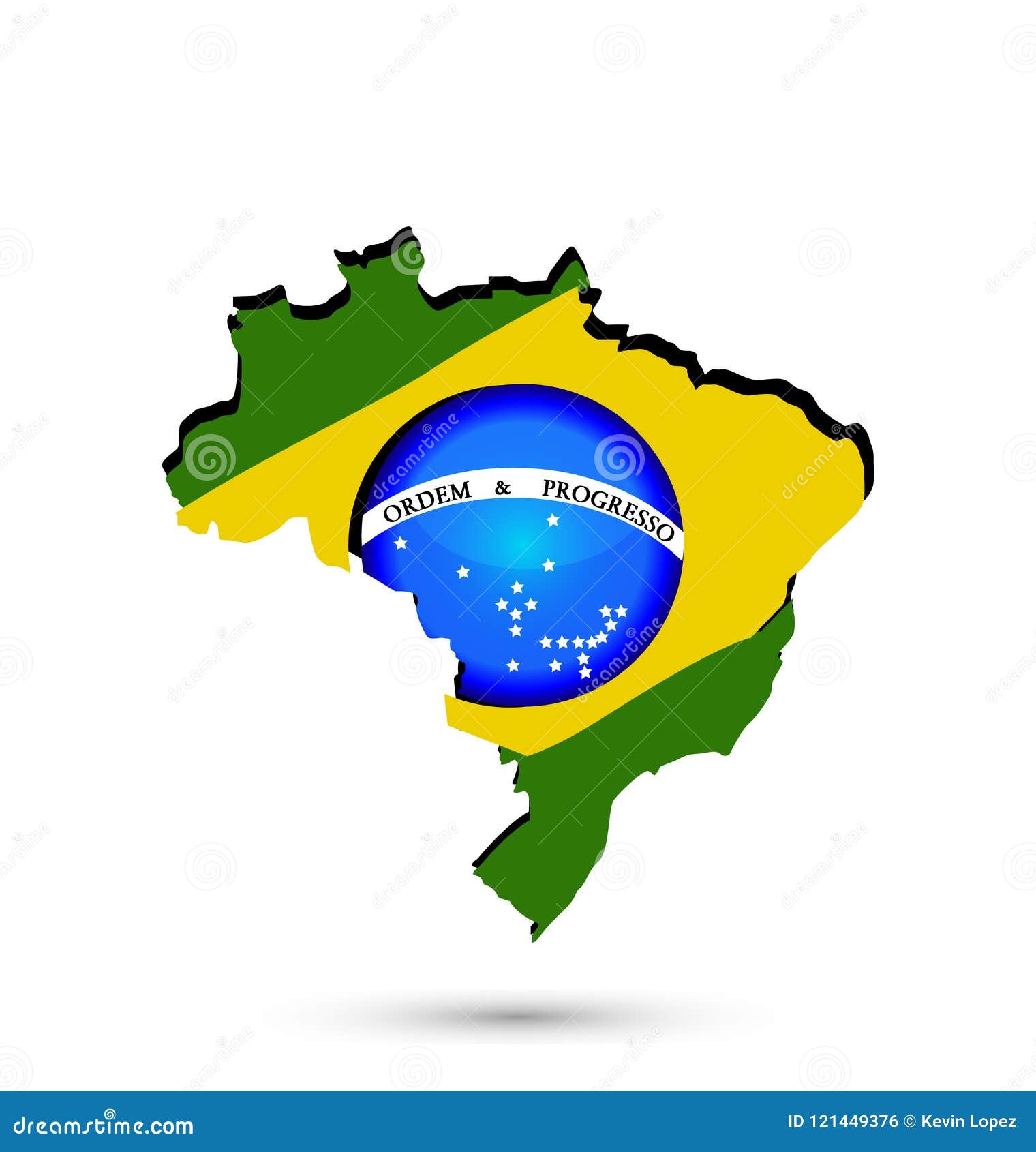 Mapa De Brasil E Bandeira, Símbolo Do ícone Ilustração do Vetor ...