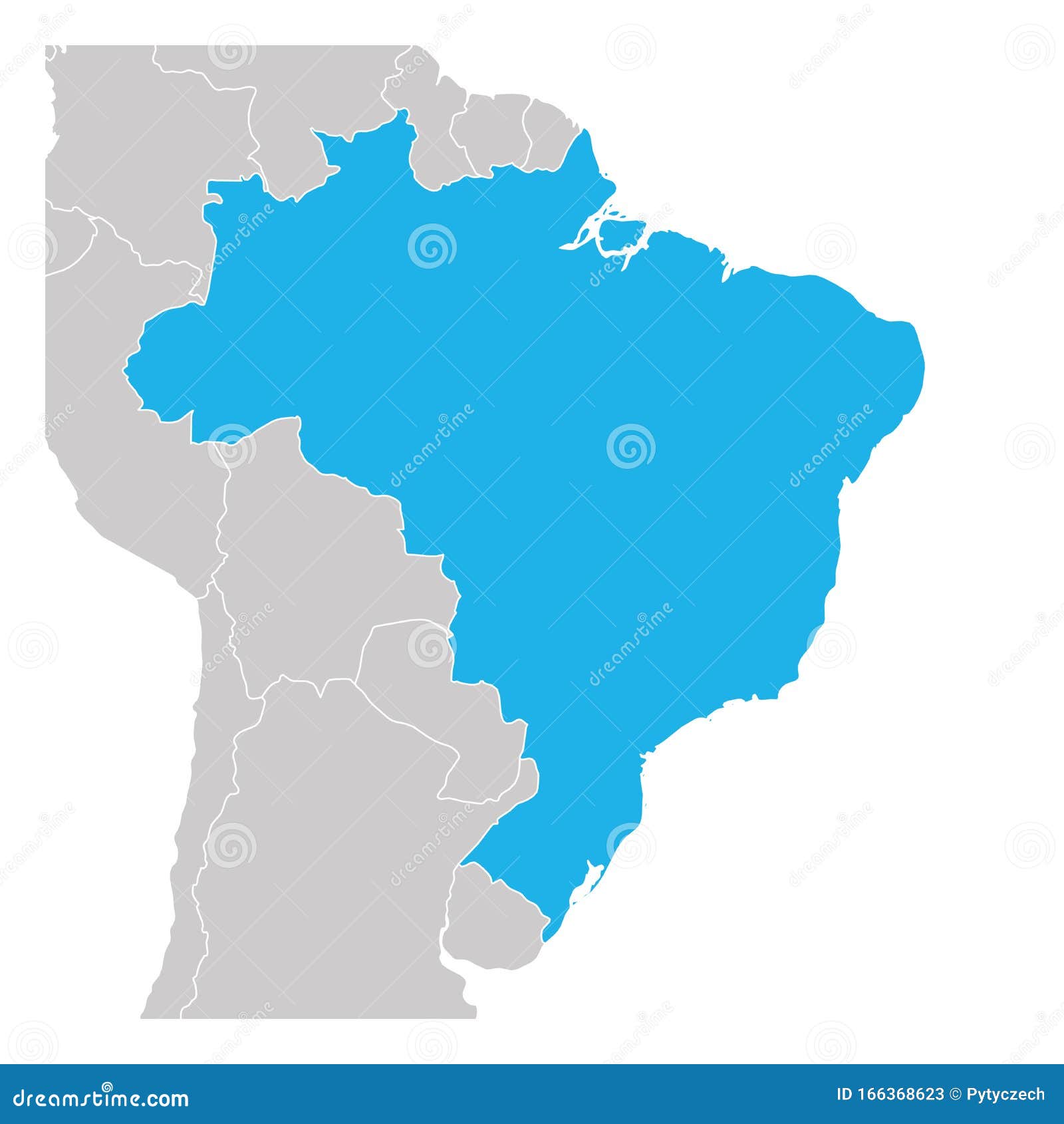 Mapa De Brasil Verde Destacado Con Países Vecinos Ilustración del ...