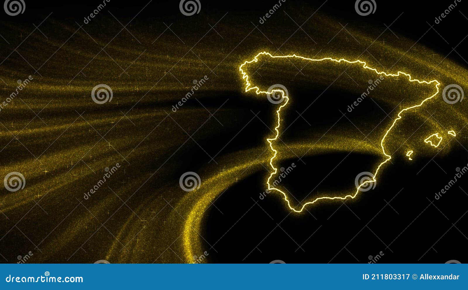 Mapa De Brilho Do Ouro De Espanha Ilustração Stock - Ilustração de ...