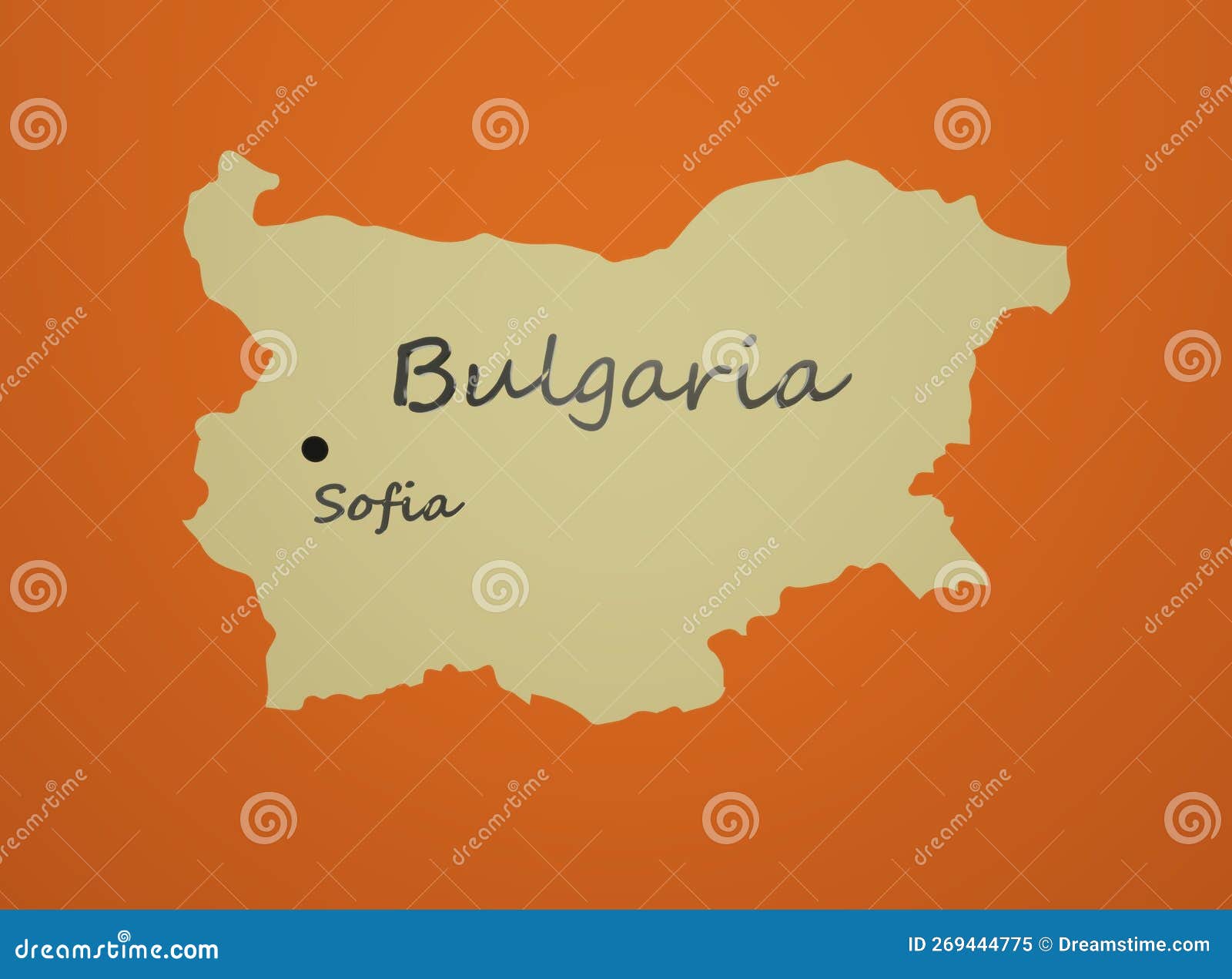 Mapa De Bulgaria Capital Sofia Bulgaria Texto Naranja Stock de ...
