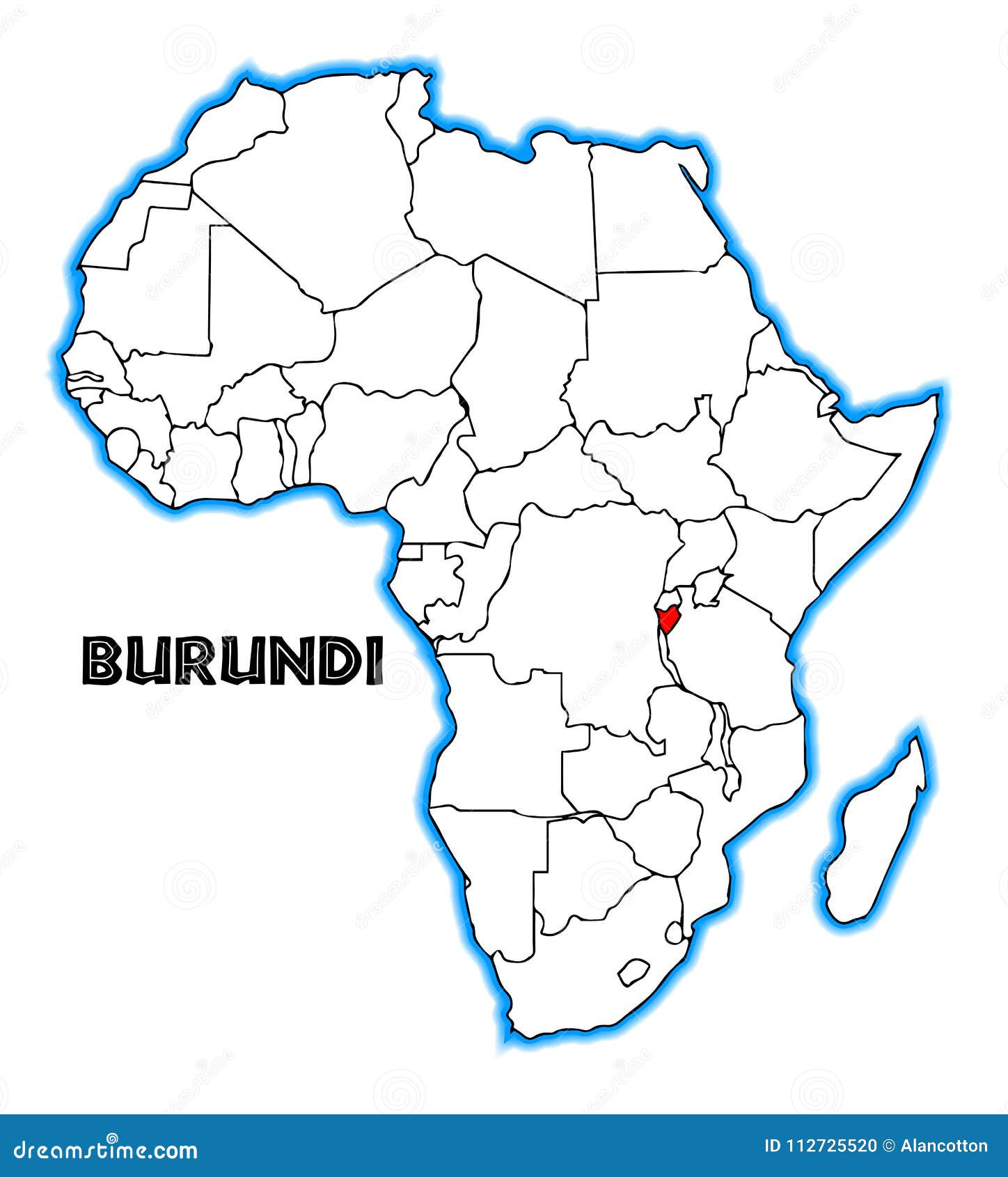 Mapa de Burundi África ilustración del vector. Ilustración de aislado ...