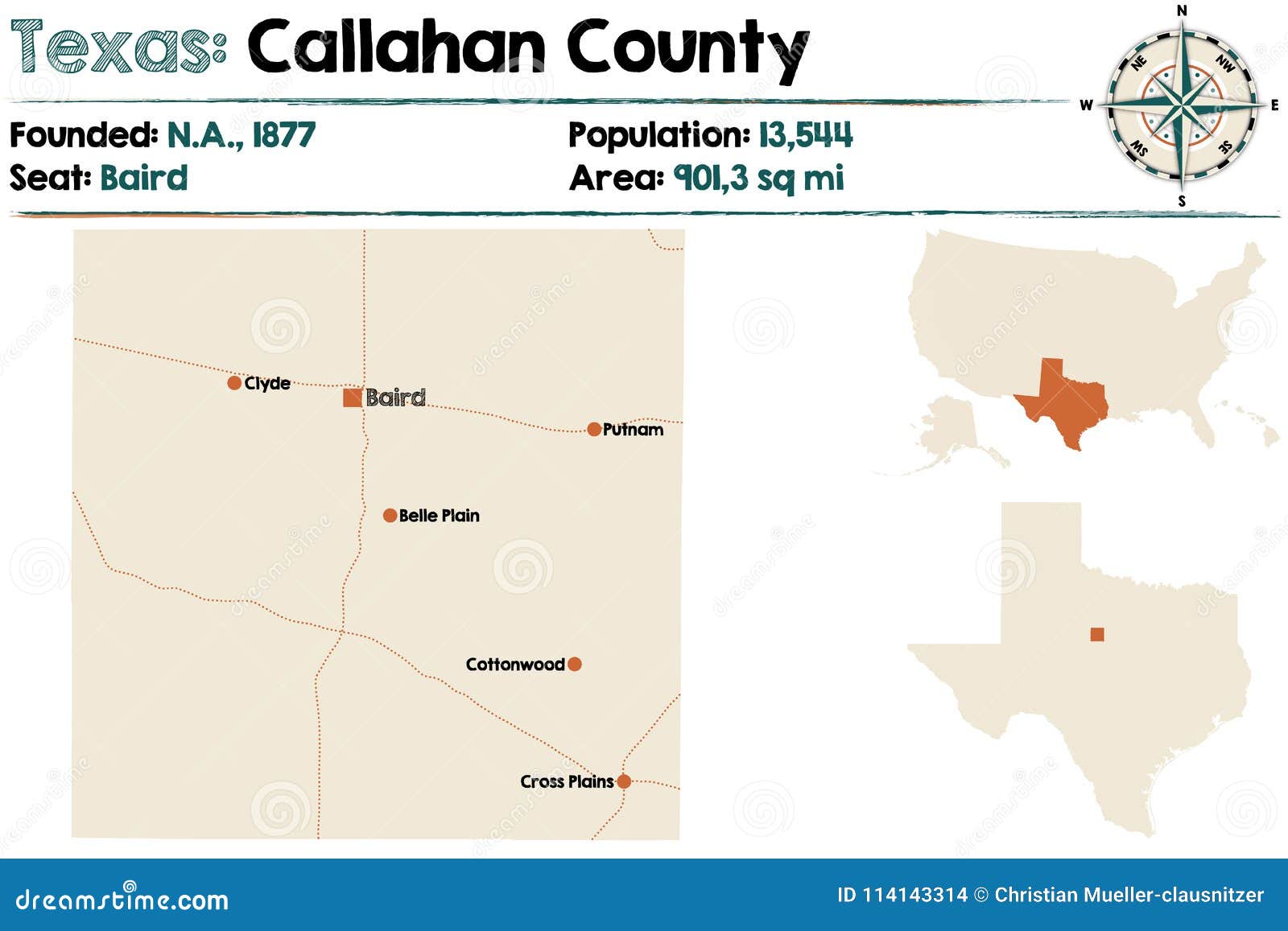 Mapa De Callahan County Em Texas Ilustração do Vetor - Ilustração de ...