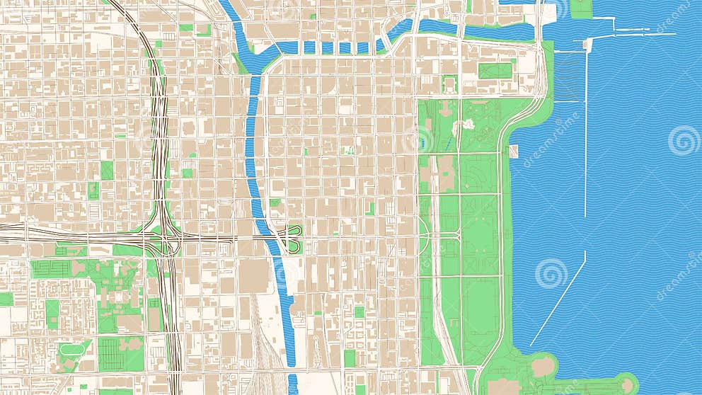 Mapa De Calle De Chicago, Illinois Ilustración del Vector - Ilustración ...